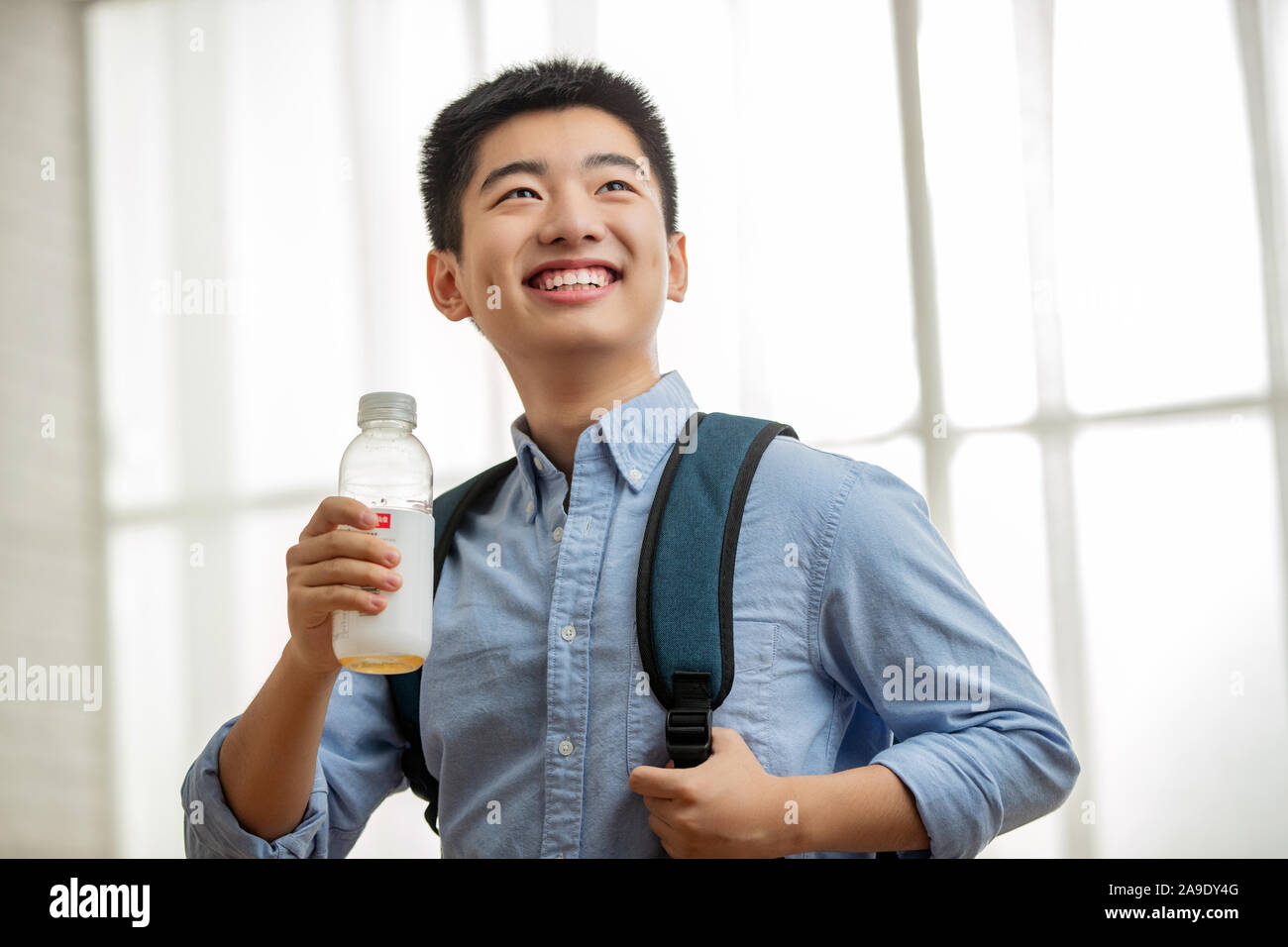 Happy boy to drink water Stock Photo - Alamy