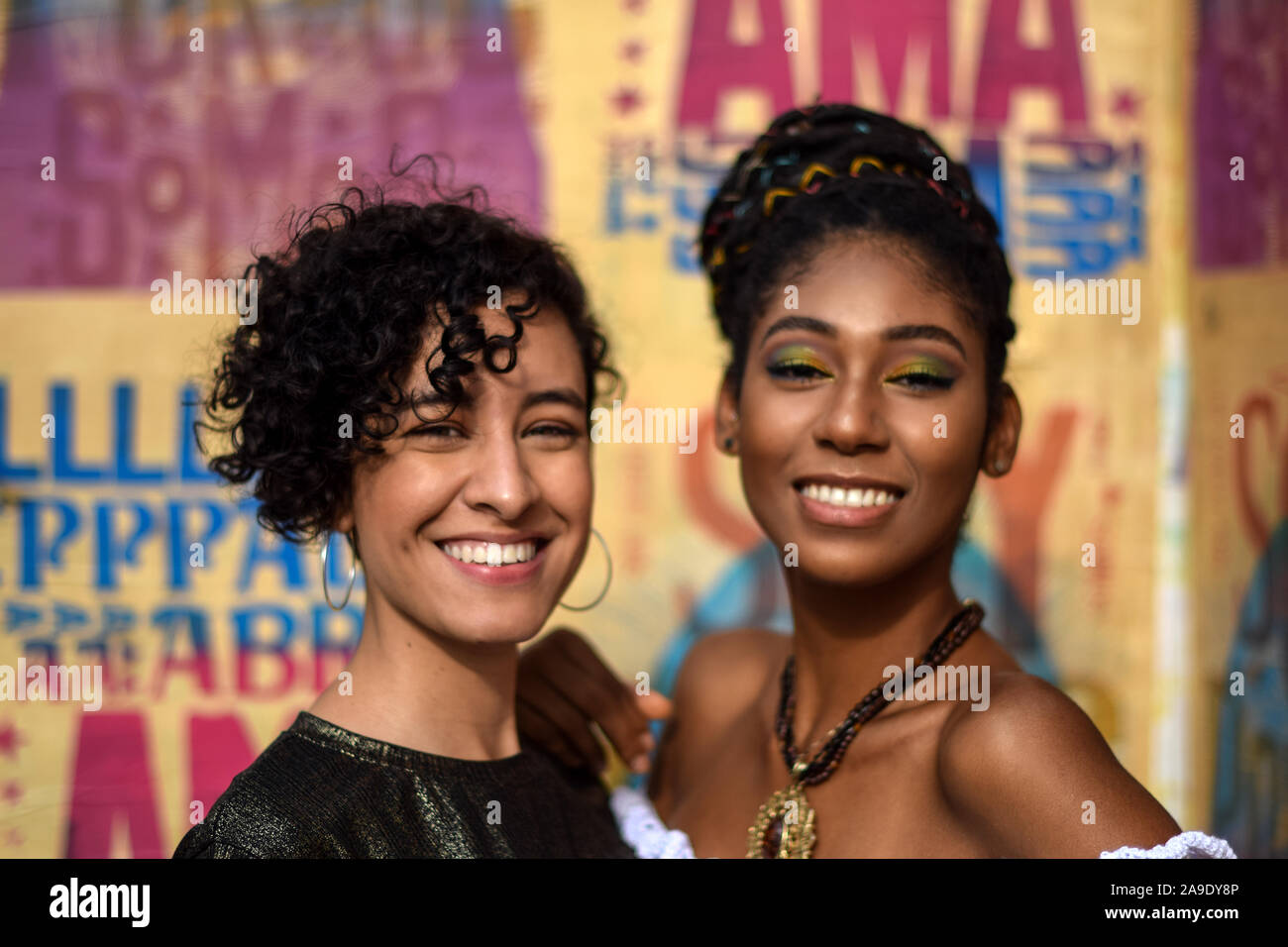 Two latin young women in the streets of Cali, Colombia Stock Photo - Alamy