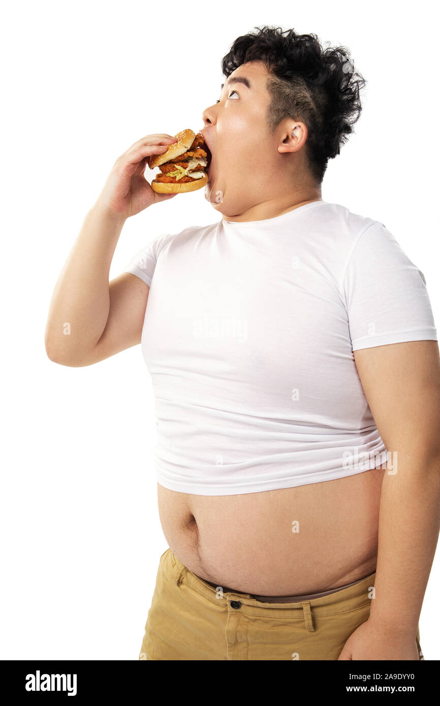 Small fat to eat hamburgers Stock Photo - Alamy