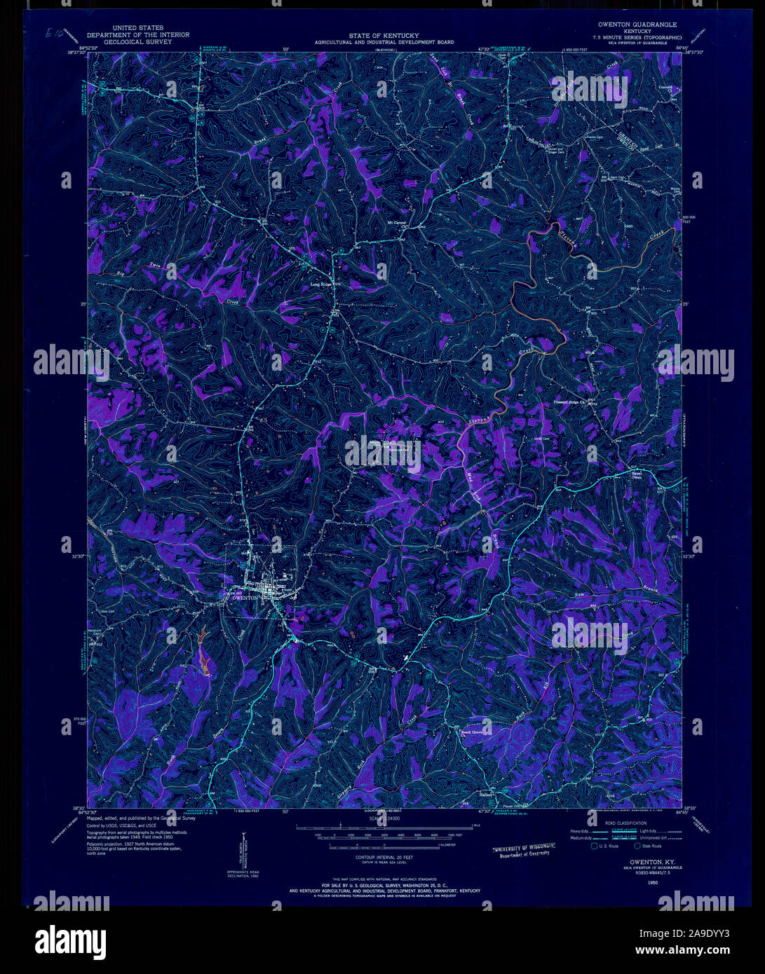USGS TOPO Map Kentucky KY Owenton 709471 1950 24000 Inverted Stock ...