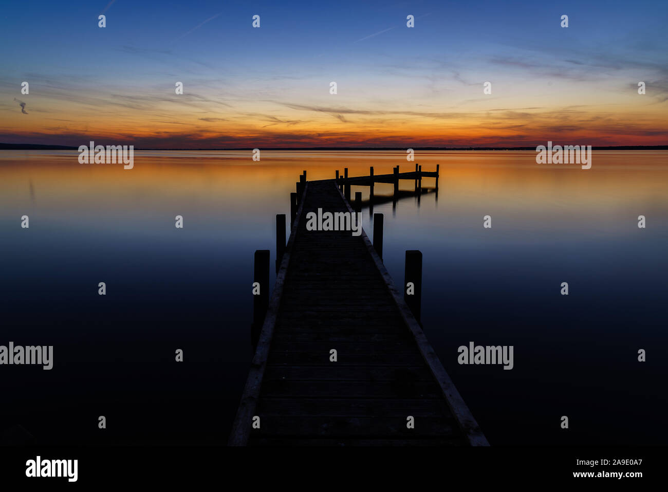 Blue hour at the Steinhuder sea Stock Photo - Alamy