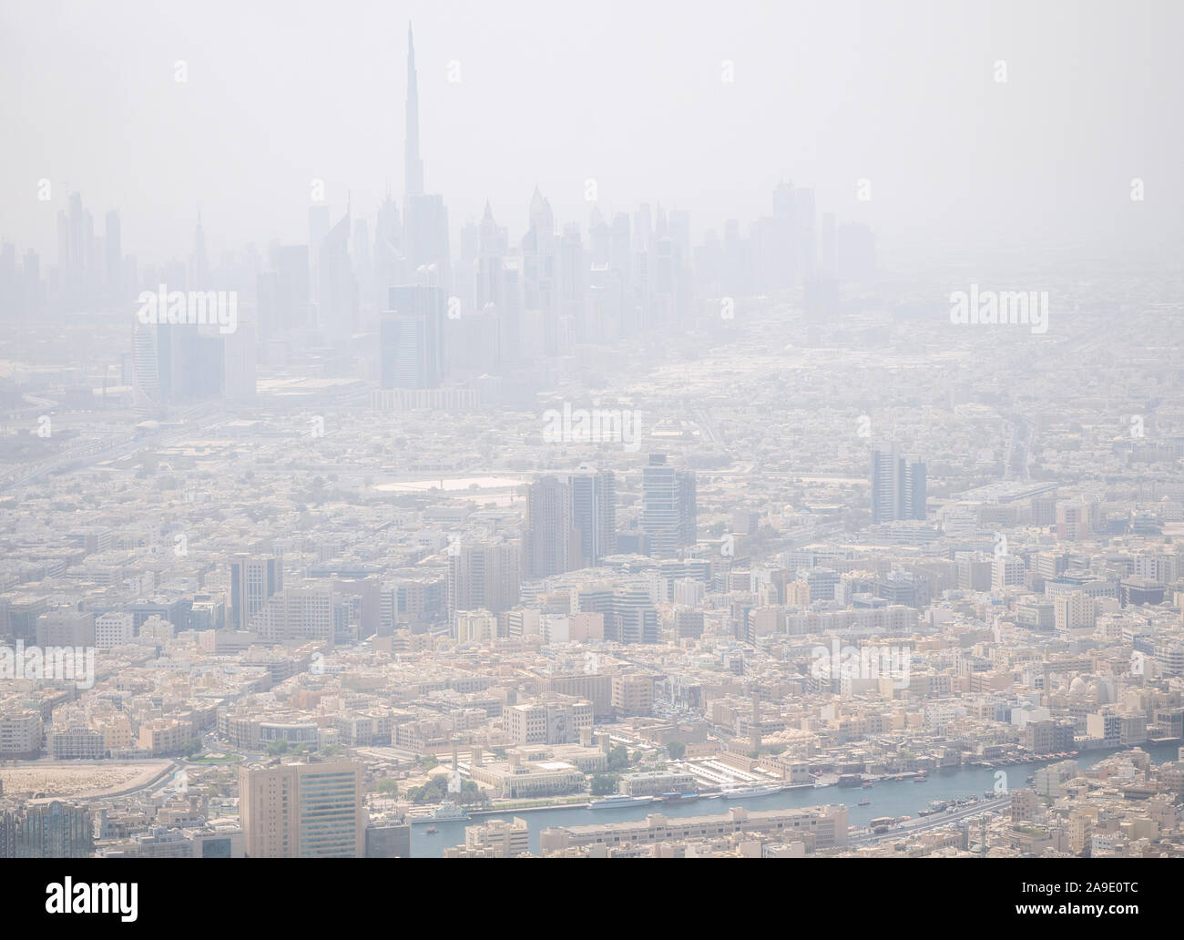 Dubai, town overview with Burj Khalifa Stock Photo - Alamy