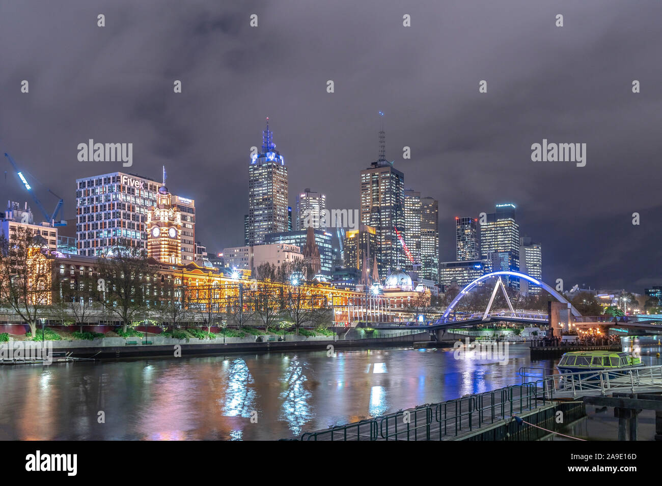 Melbourne, town view at night Stock Photo - Alamy