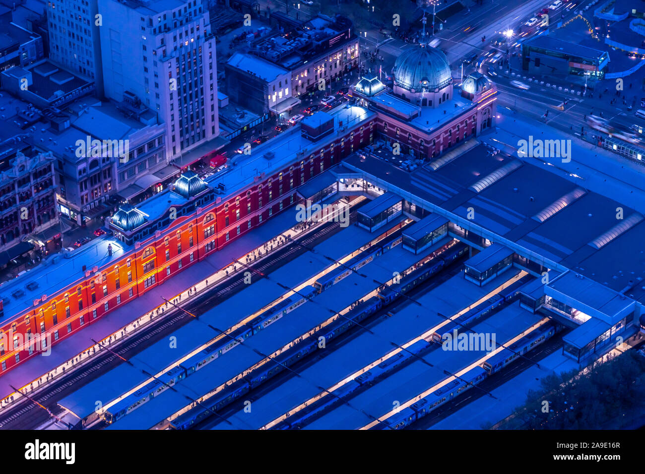 Melbourne, town view at night Stock Photo - Alamy