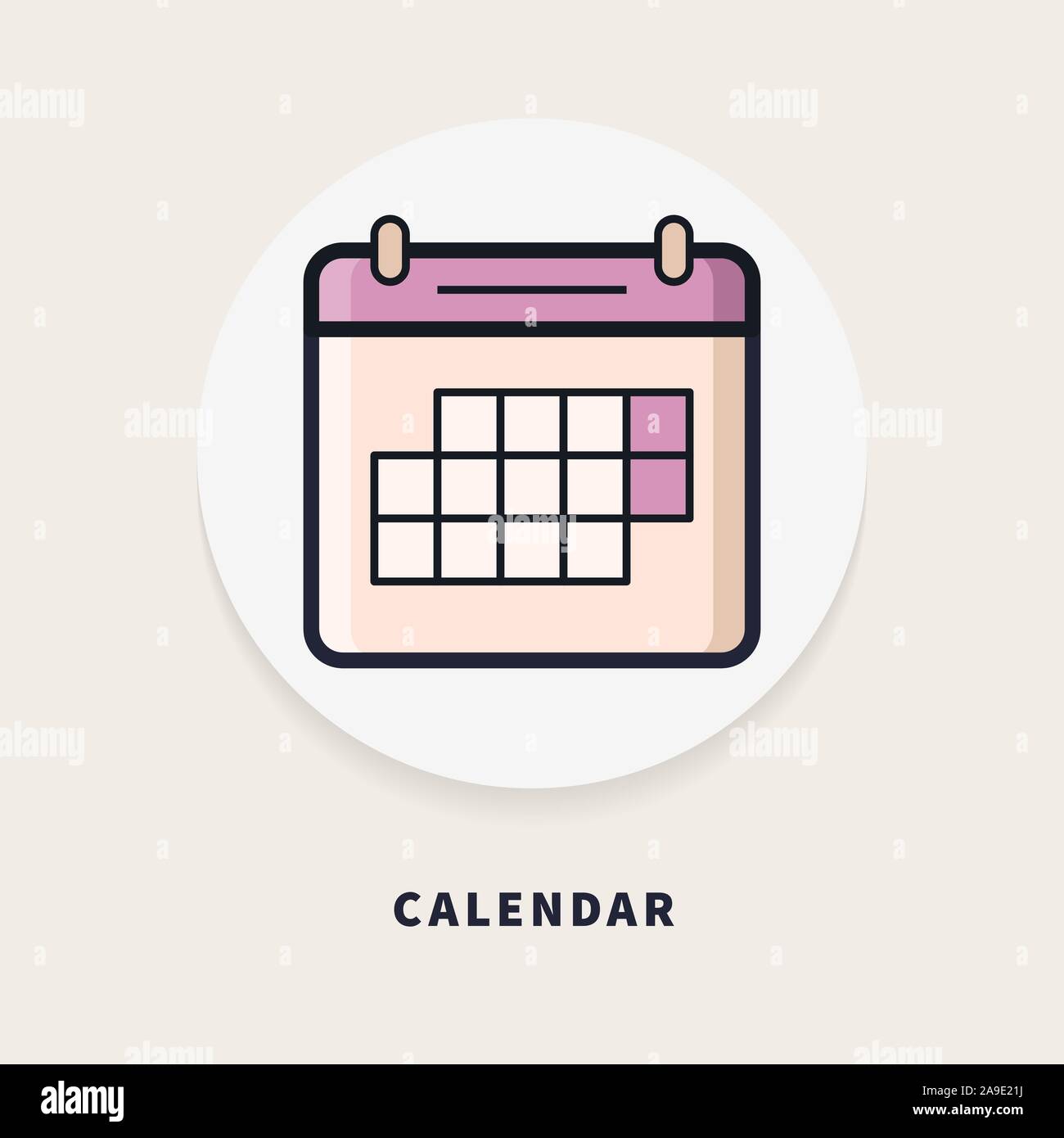 Calendar, flat design thin line banner, usage for e-mail newsletters ...