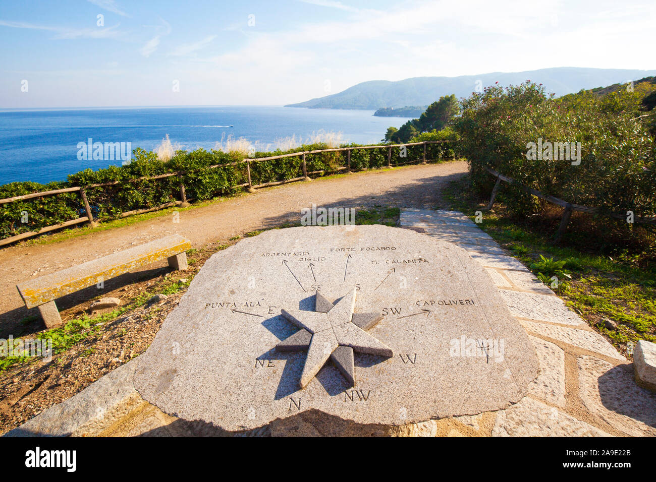 Compass rose from slabs in the panoramic way with sea view Stock Photo ...