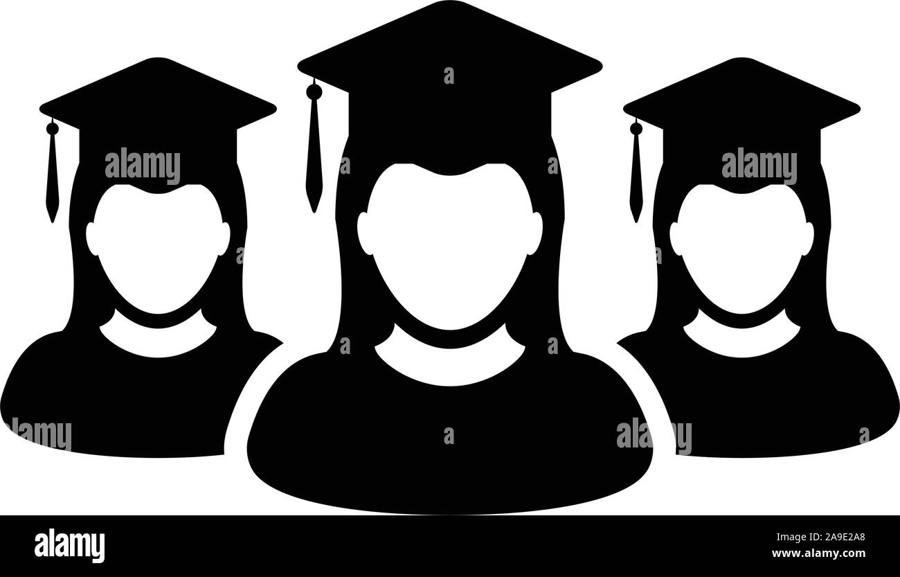Education icon vector female group of students person profile avatar ...