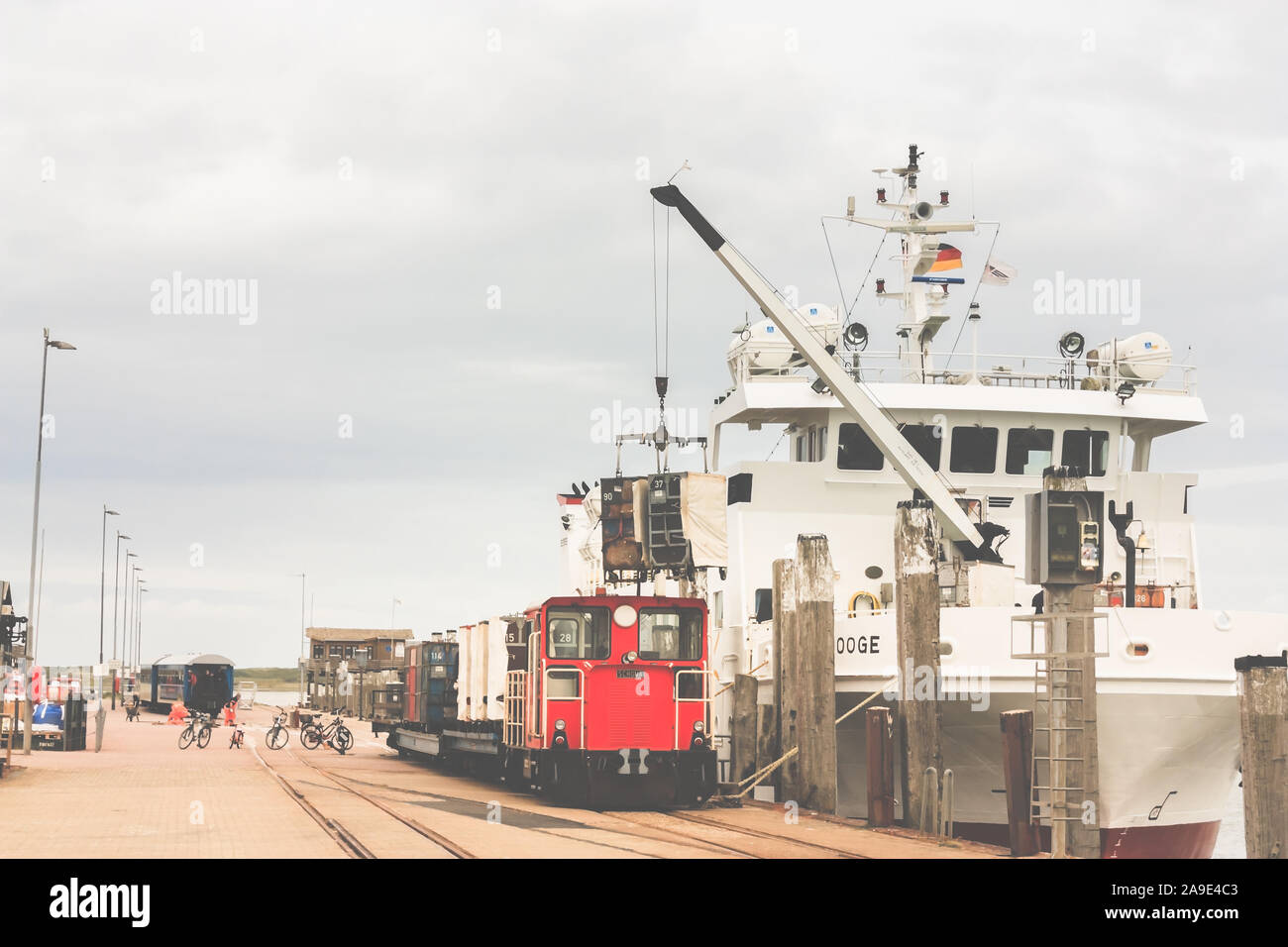 Harbour, ships and railway, means of transportation to and on the ...