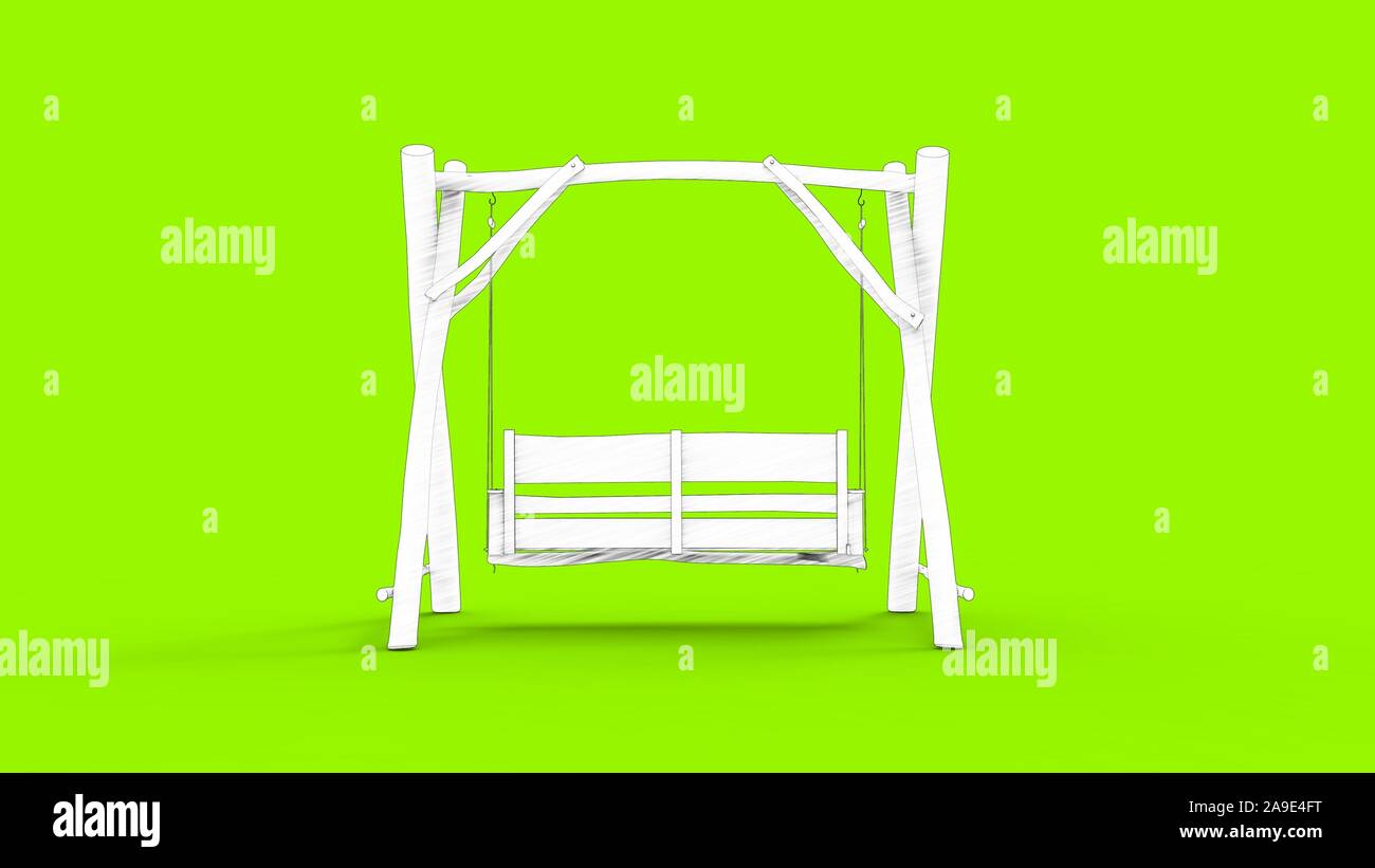 3d rendering of a wooden swing bench isolated in studio background ...