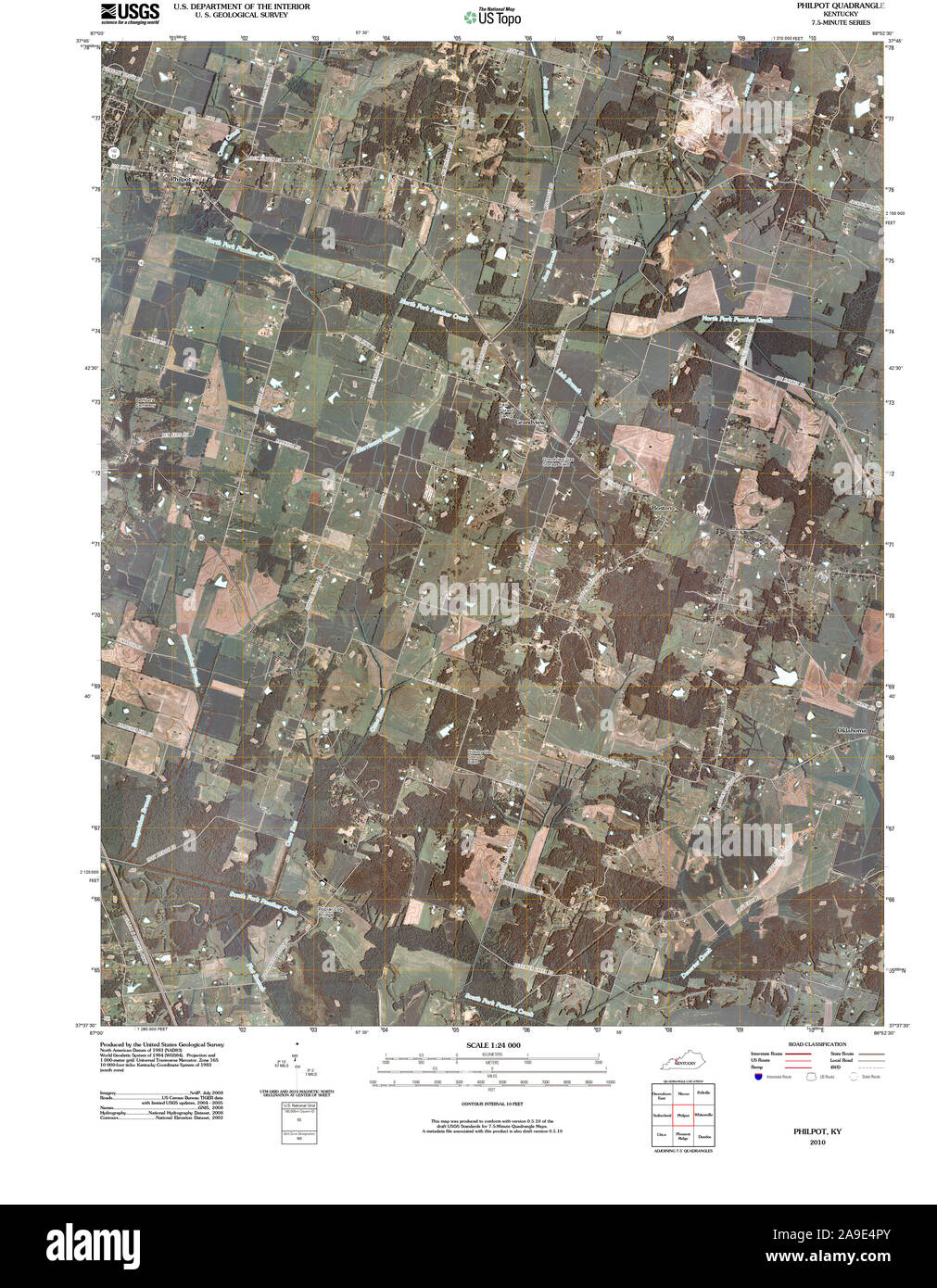 USGS TOPO Map Kentucky KY Philpot 20100414 TM Stock Photo - Alamy