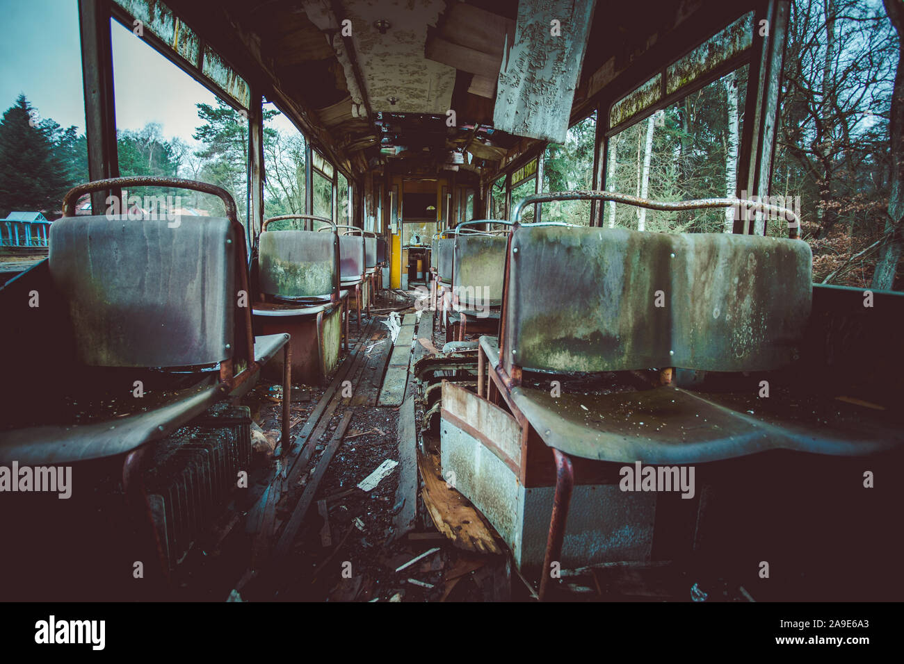 Old rusty trams seats hi-res stock photography and images - Alamy