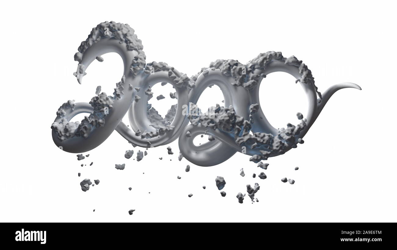 Happy New Year Banner with 2020 Numbers made by white glossy icecream ...