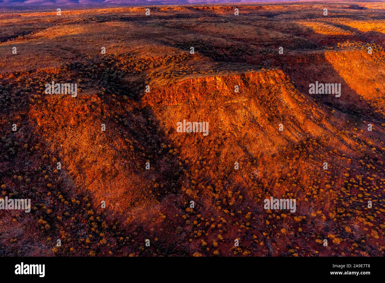 Aerial view of the George Gill ranges in remote central Australia in ...