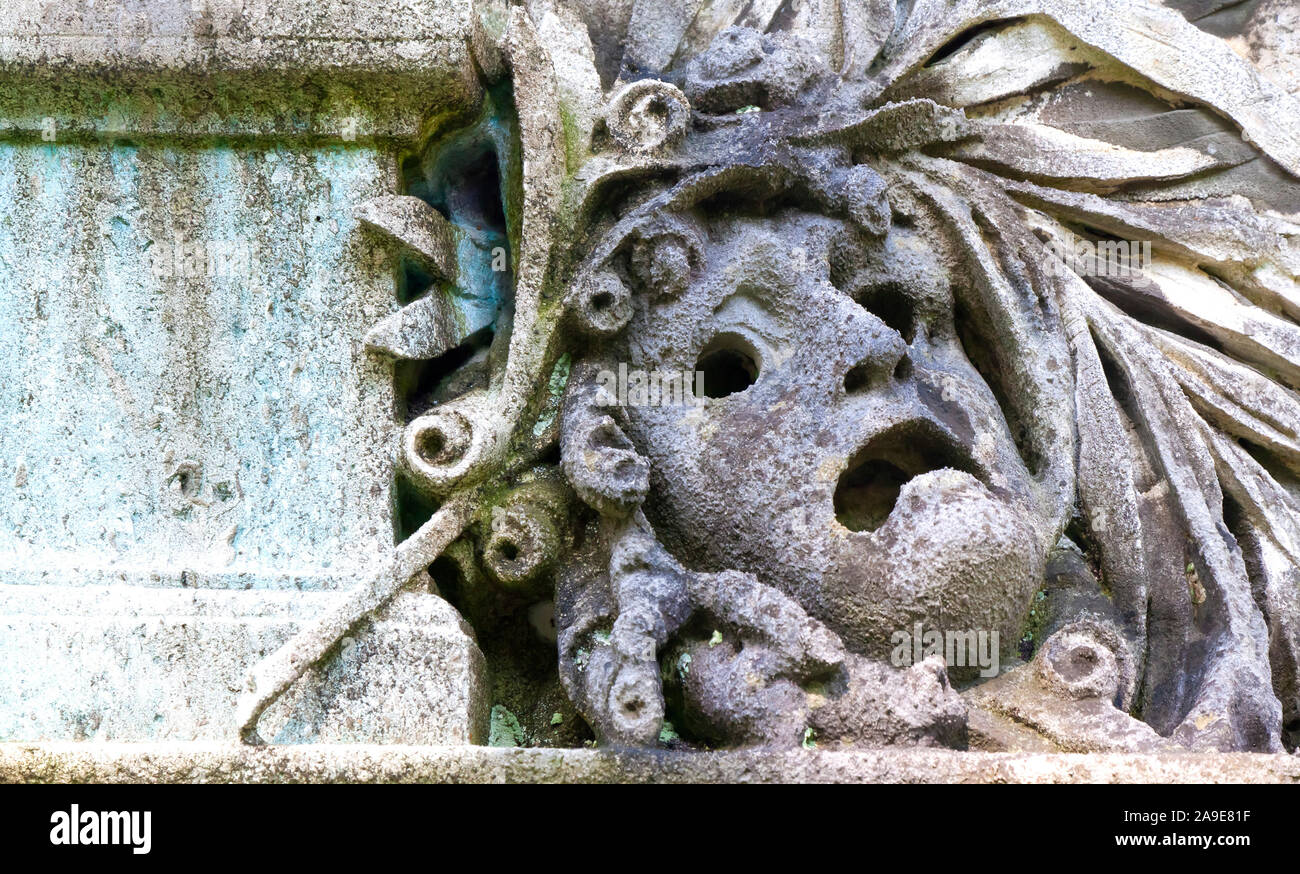 An image of an old grunge stone face Stock Photo - Alamy