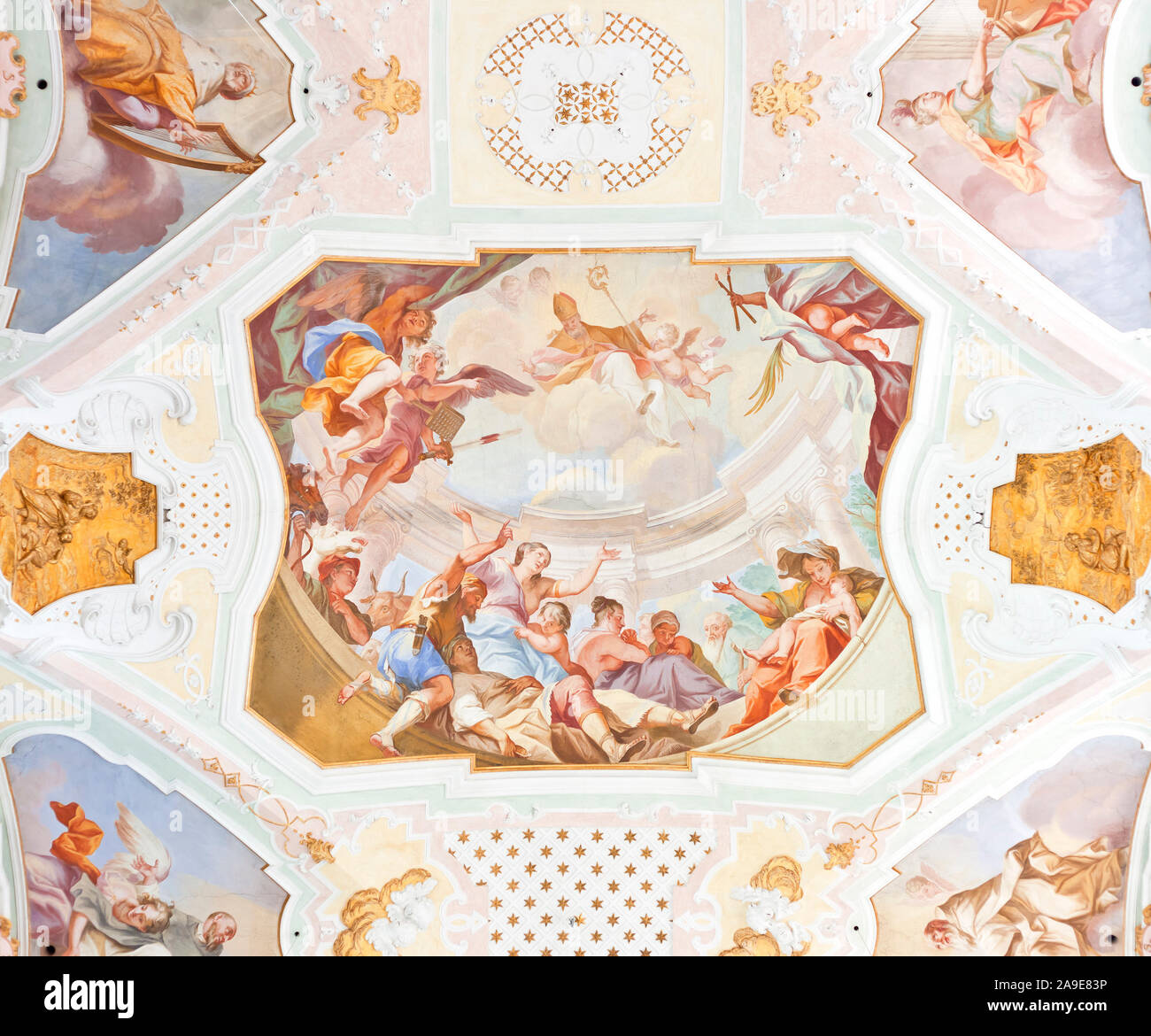 An image of a beautiful religious fresco in Ochsenhausen Germany Stock ...