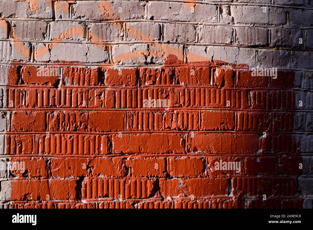 Weathered old brick wall painted brown paint. Abstract background Stock ...