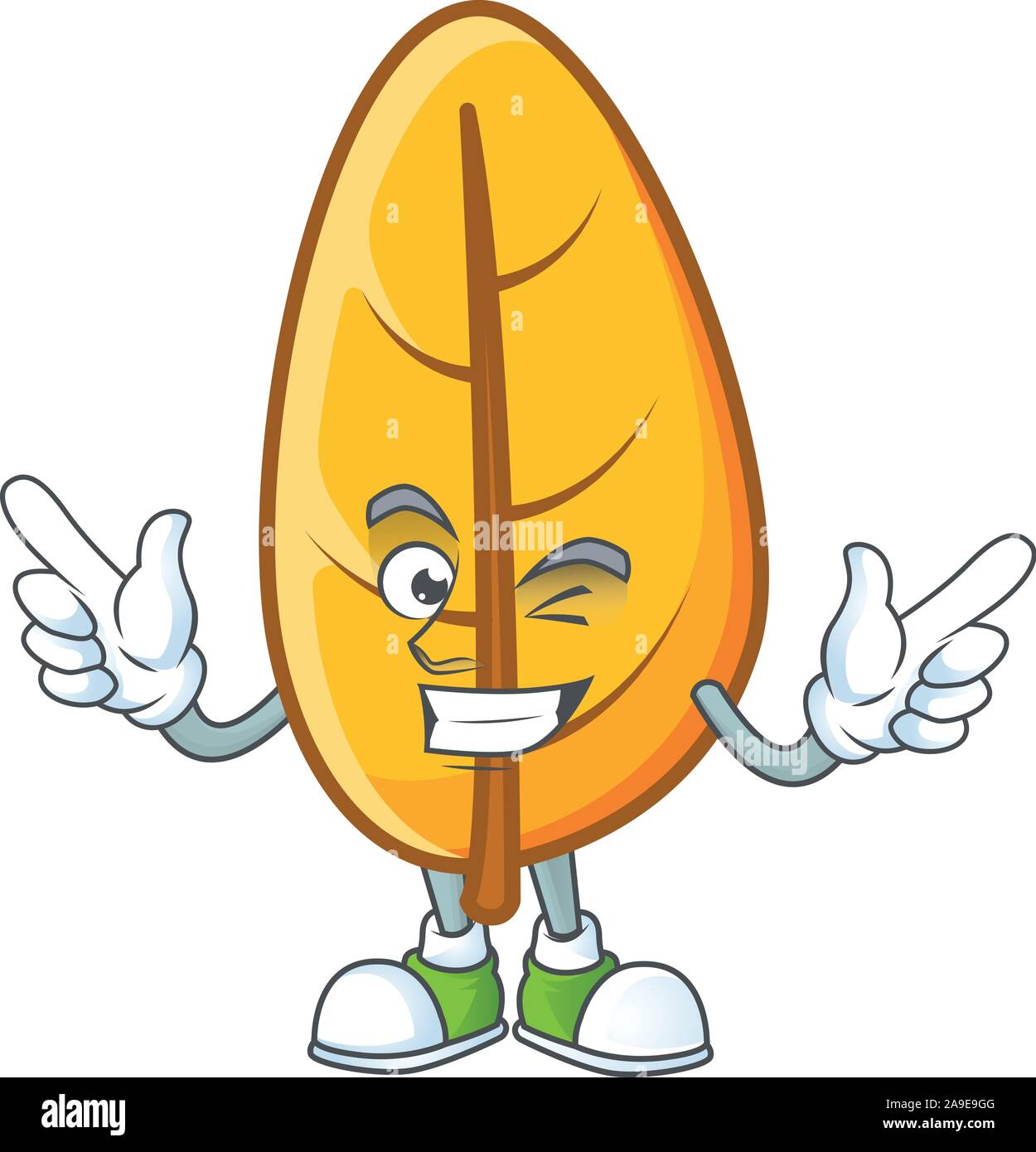 Cartoon yellow autumn leaves with wink character Stock Vector Image ...