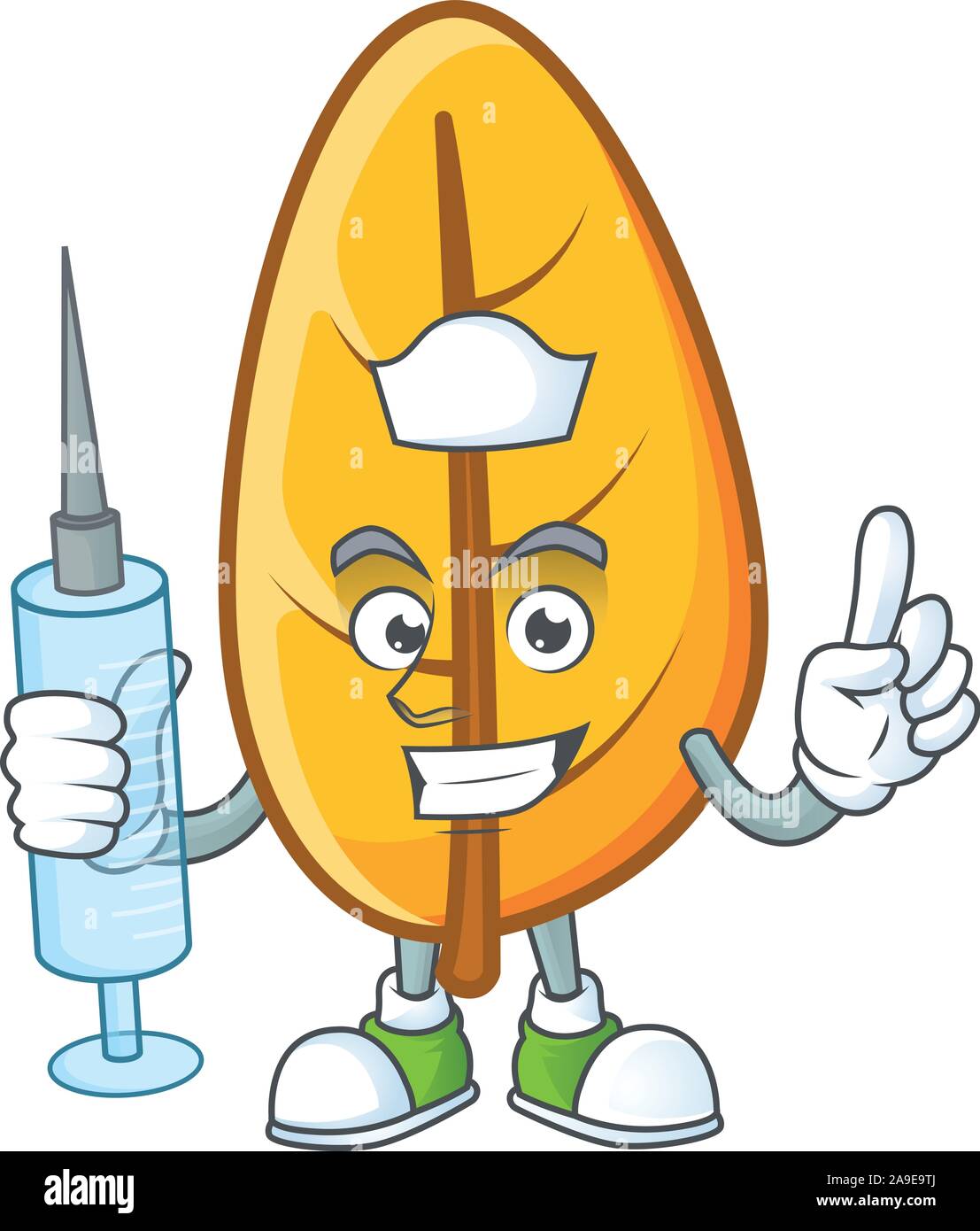 Cartoon yellow autumn leaves with nurse character Stock Vector Image ...