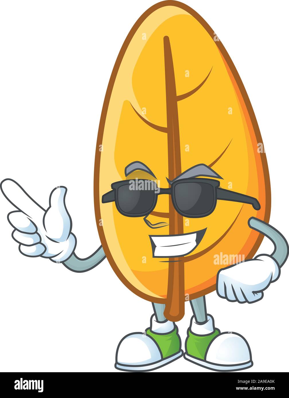 Cartoon yellow autumn leaves with super cool character Stock Vector ...