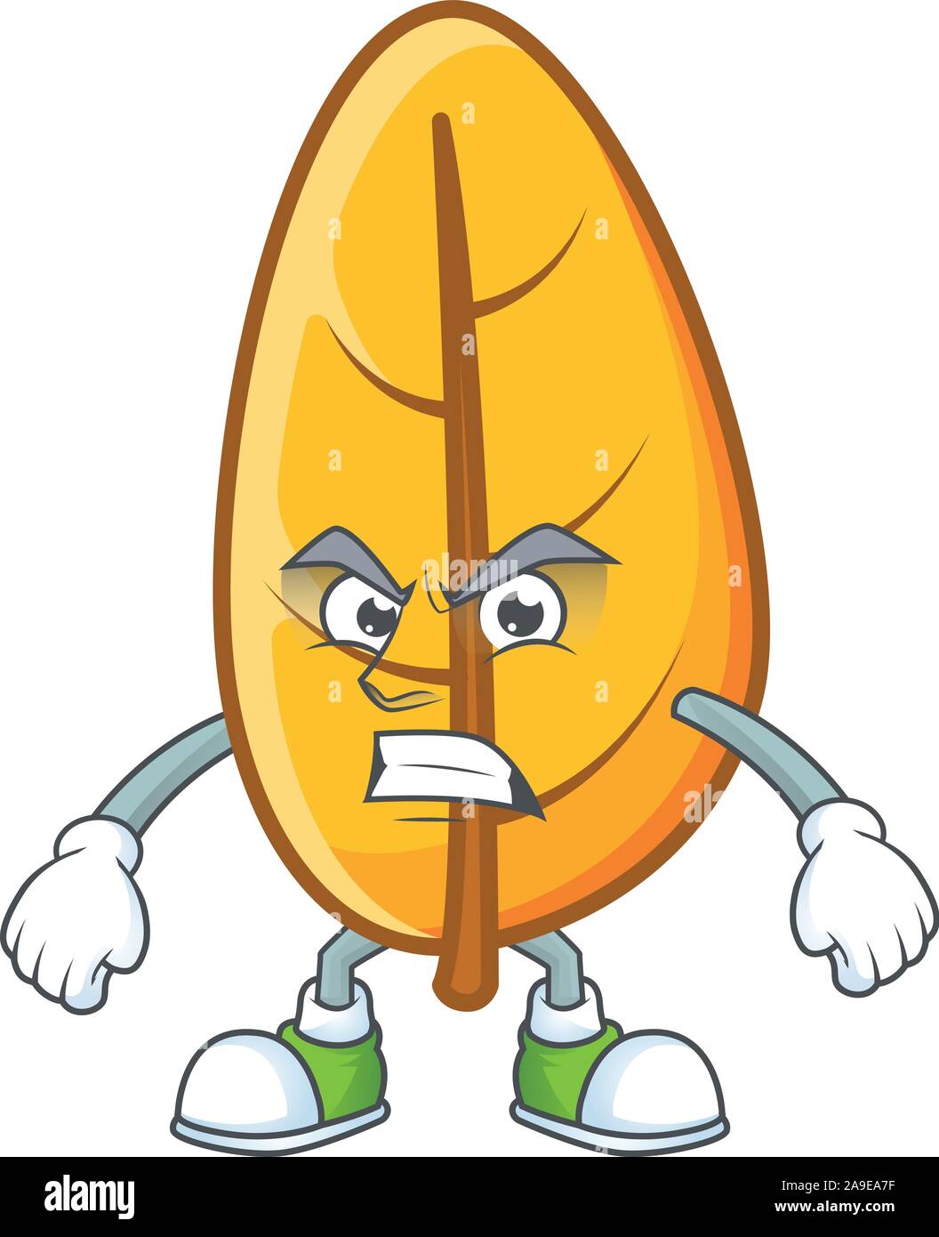 Cartoon yellow autumn leaves with annoyed character Stock Vector Image ...