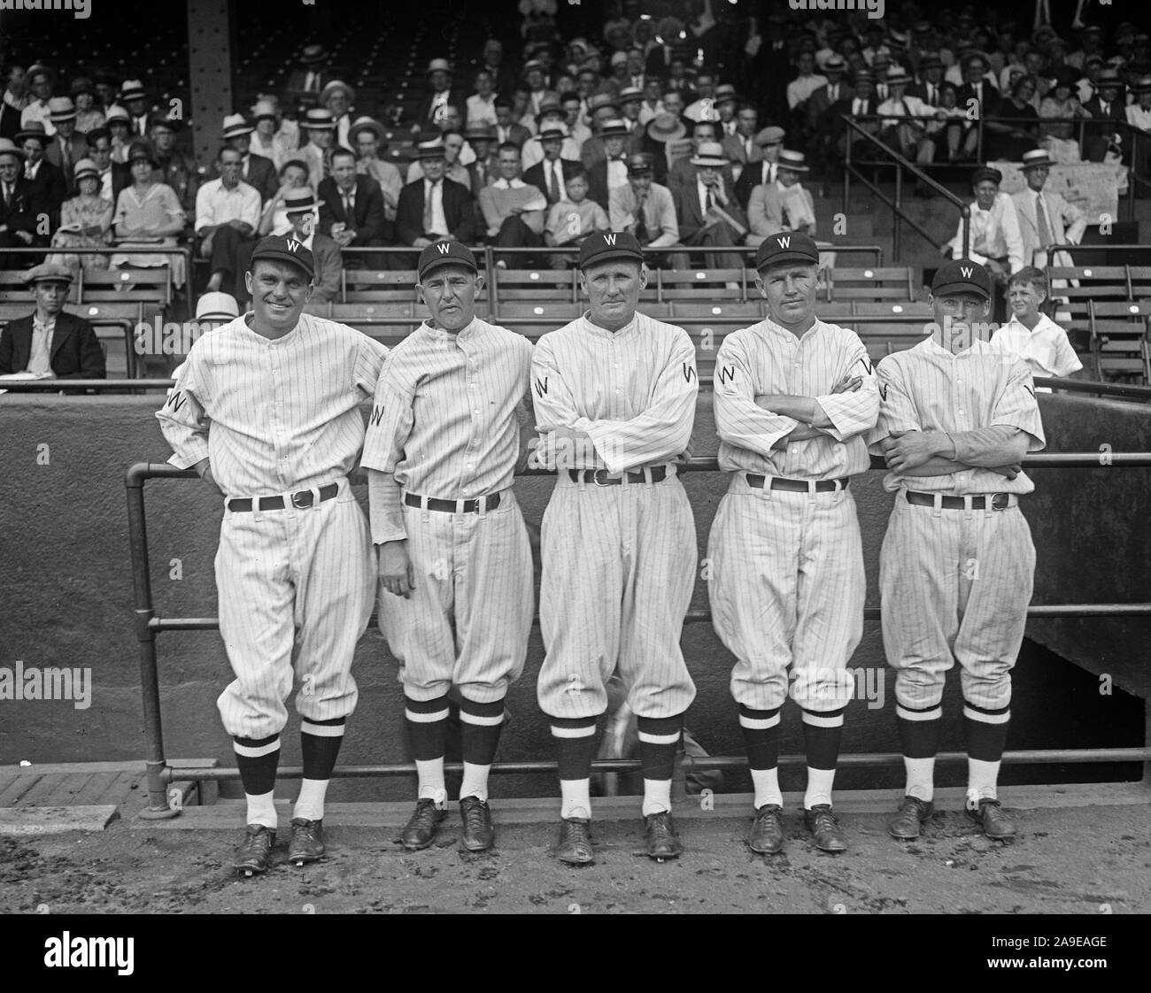 Washington baseball; pitcher Walter Johnson, center ca. 1930 Stock ...