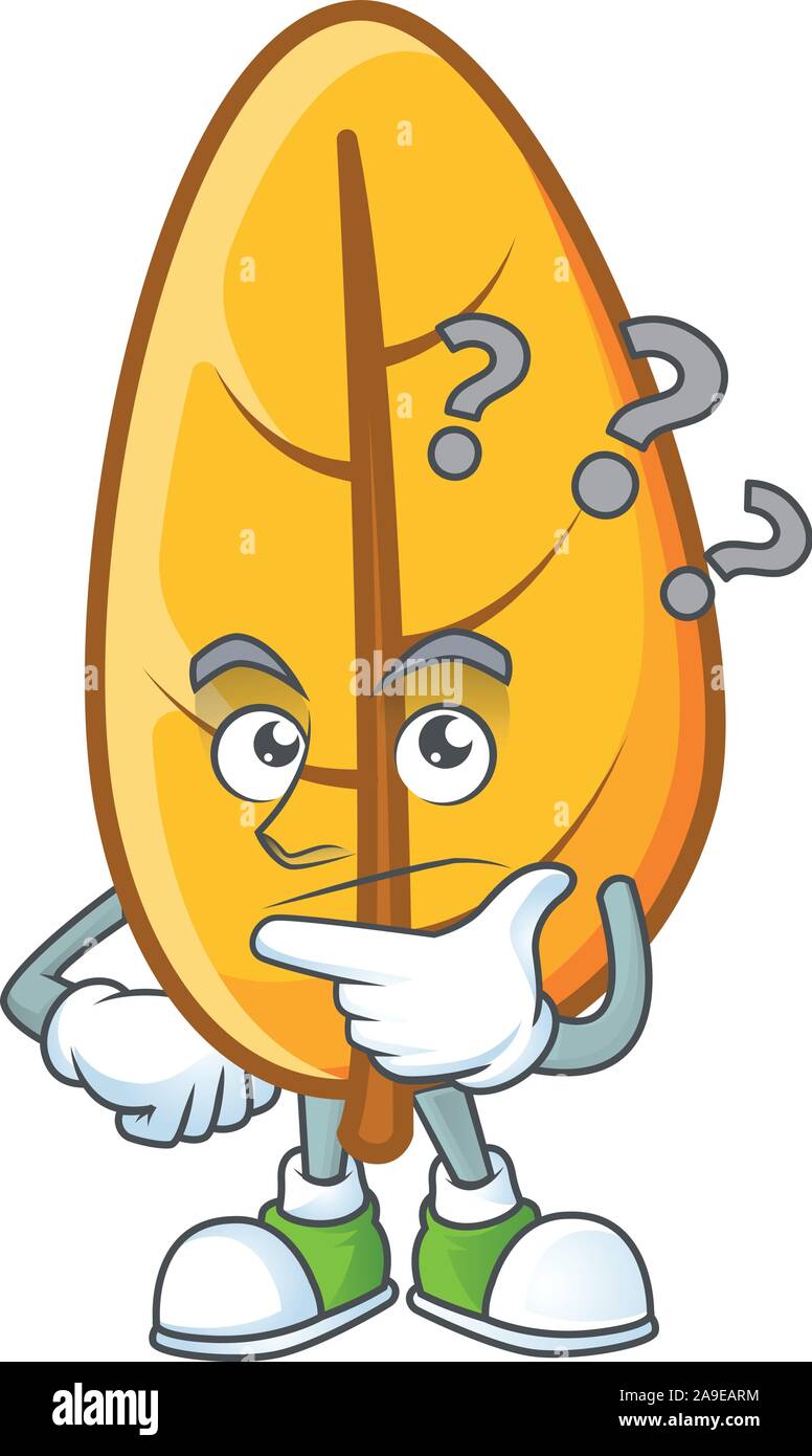 Thinking mascot on cartoon yellow autumn leaves Stock Vector Image ...