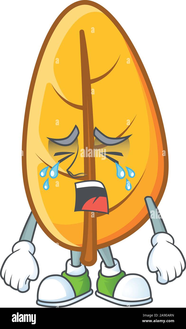 Crying mascot on cartoon yellow autumn leaves Stock Vector Image & Art ...