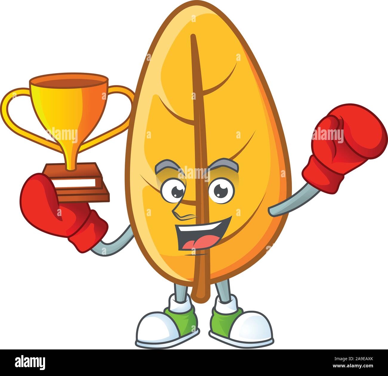 Yellow autumn leaves in with mascot boxing winner Stock Vector Image ...