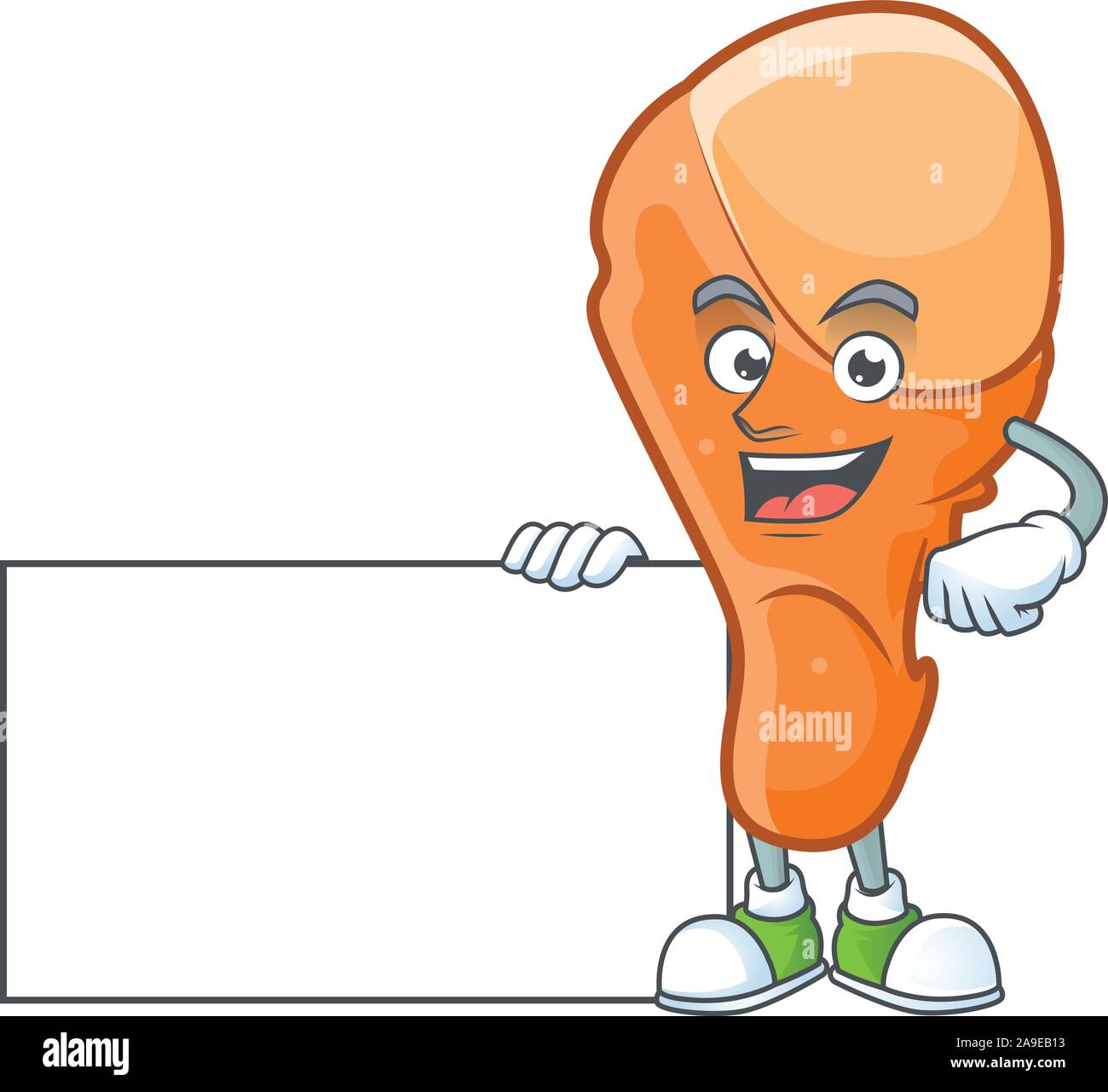 Chicken thigh cartoon with grinning with board character mascot Stock ...
