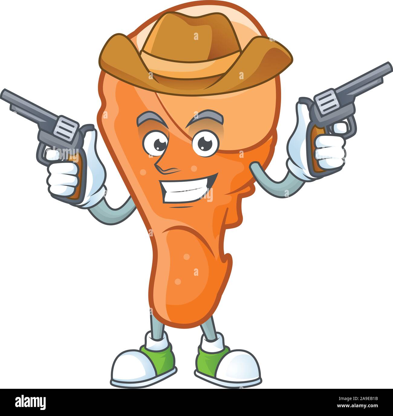Chicken thigh cartoon with cowboy character mascot Stock Vector Image ...