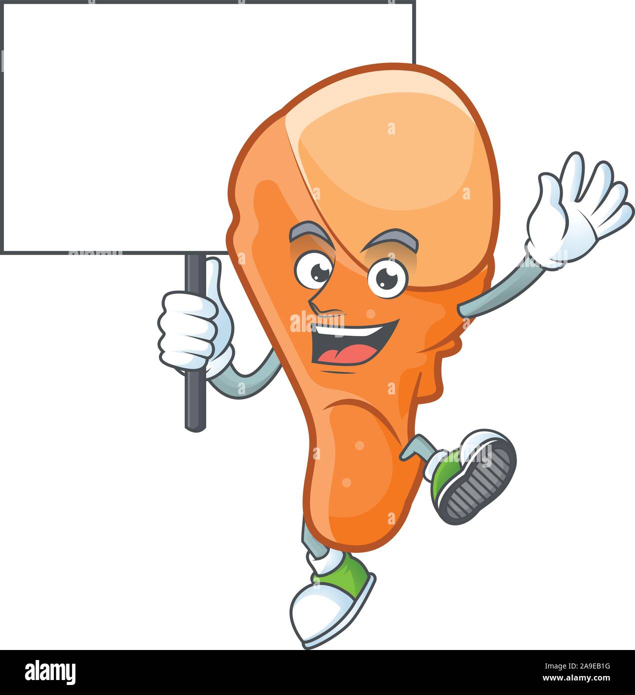 Chicken thigh cartoon with bring board character mascot Stock Vector ...