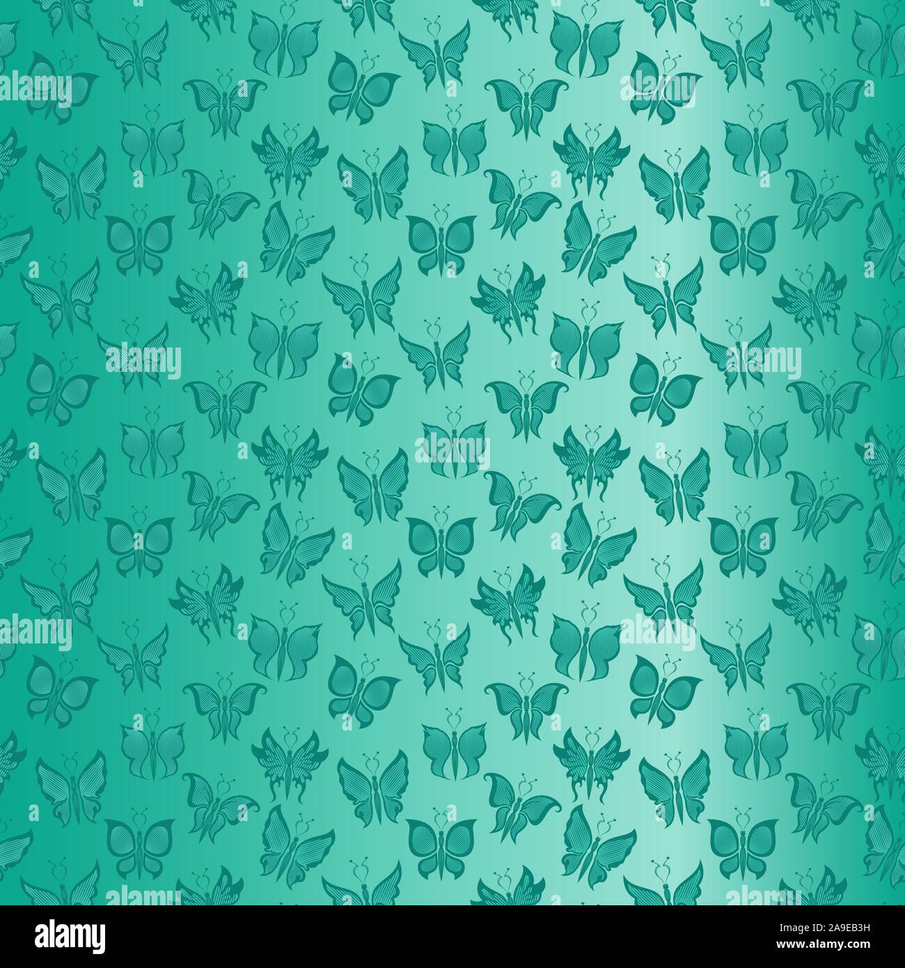 Seamless decorative pattern with turquoise various butterflies on ...