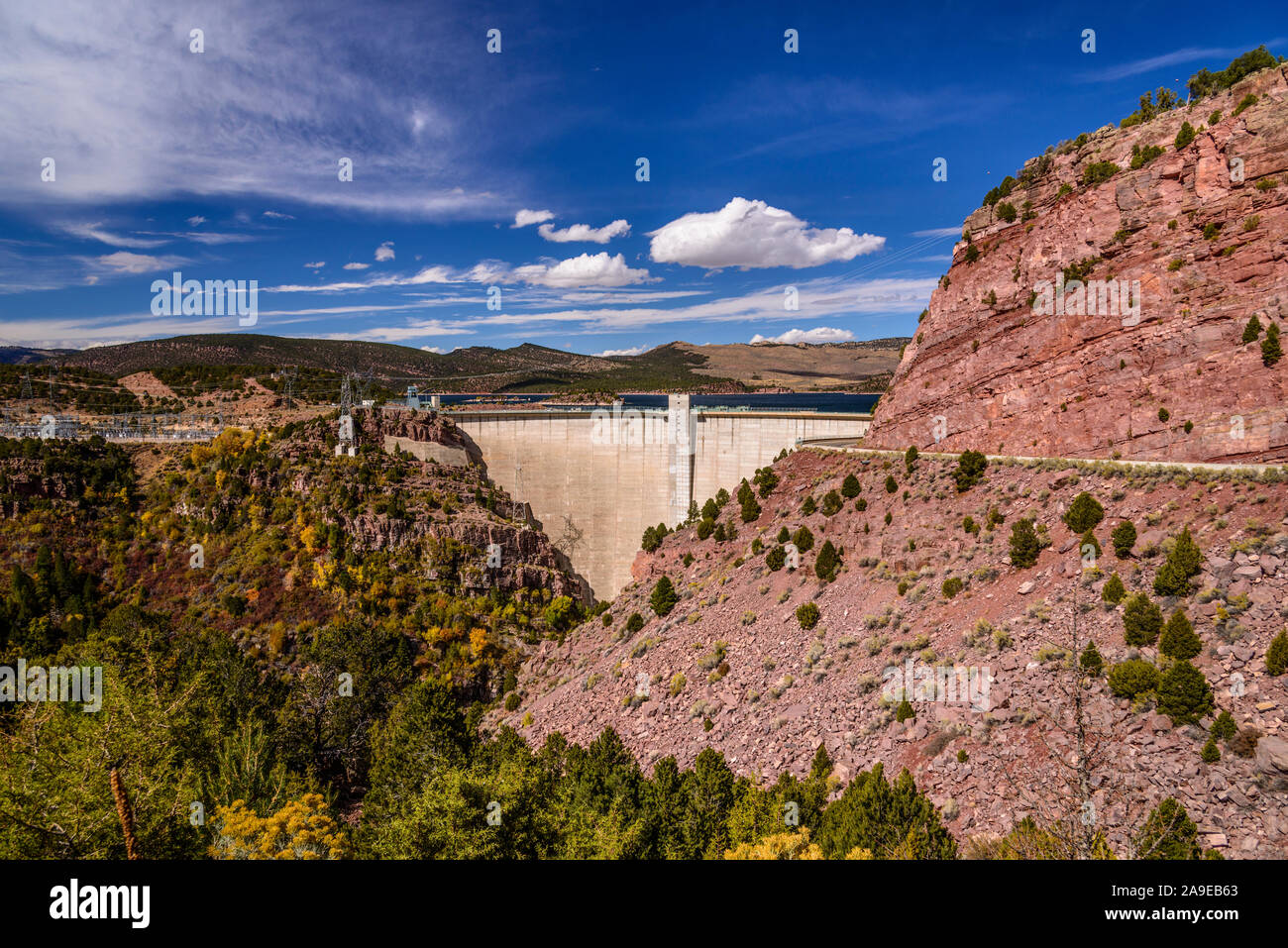 The USA, Utah, Dagett county, Dutch John, Flaming Gorge reservoir ...
