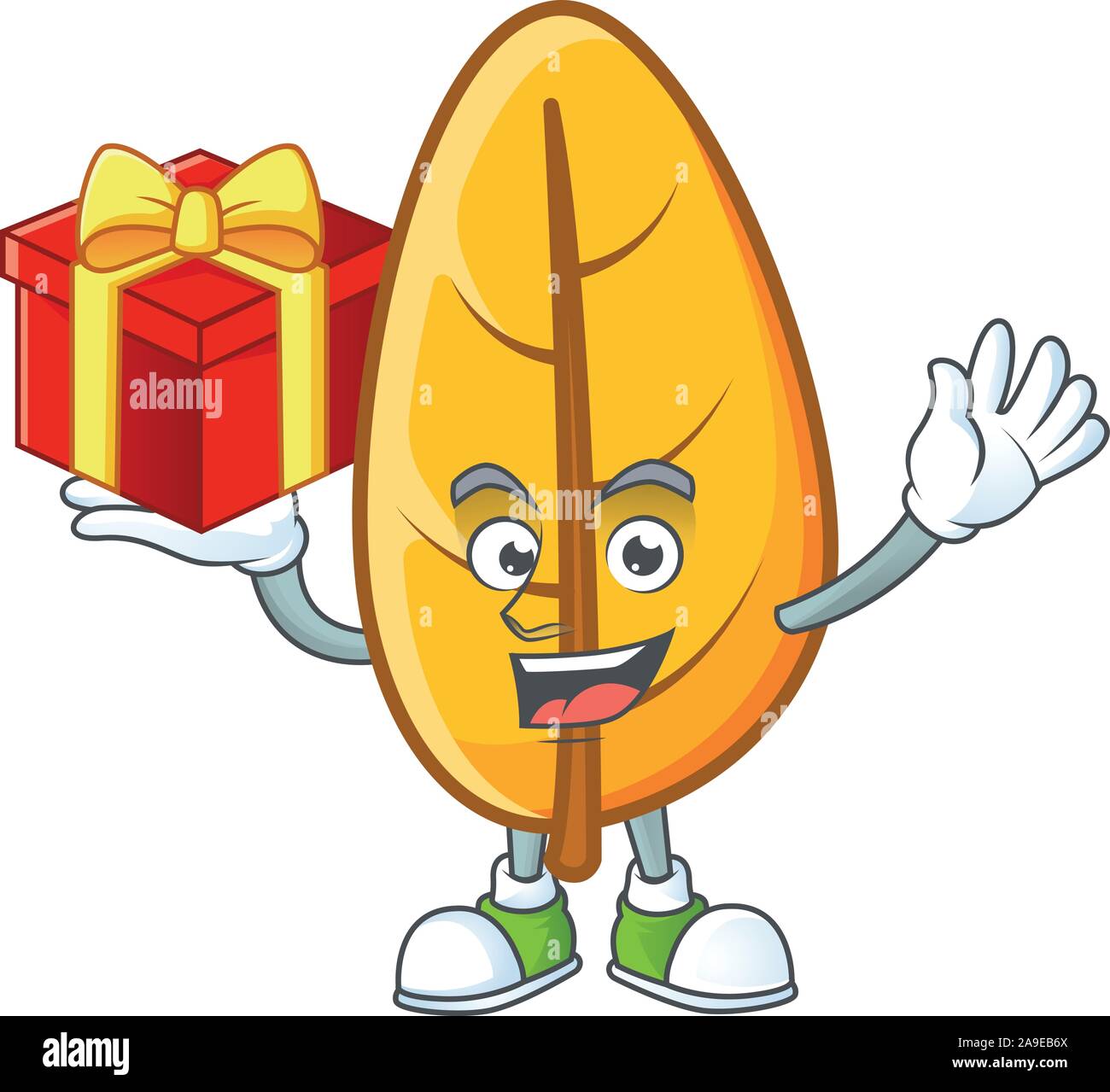 Yellow autumn leaves in with mascot bring gift Stock Vector Image & Art ...