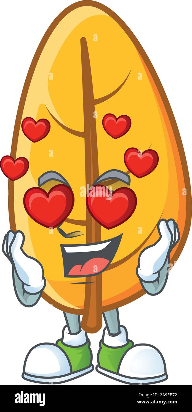 In love mascot on cartoon yellow autumn leaves Stock Vector Image & Art ...