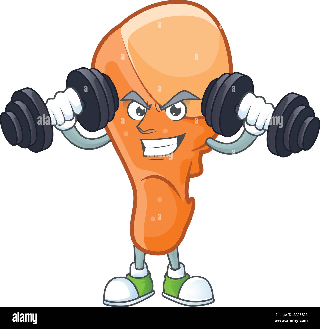 Chicken thigh cartoon with bring barbell character mascot Stock Vector ...