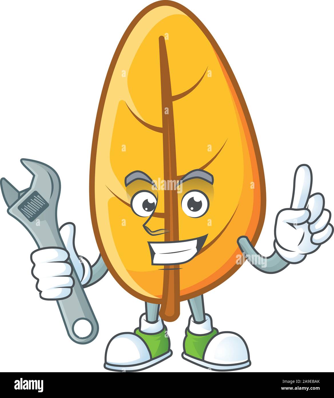 Yellow autumn leaves in with mascot mechanic Stock Vector Image & Art ...