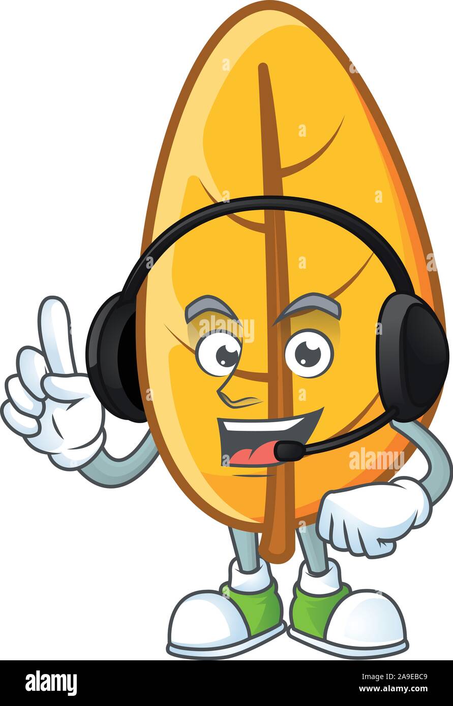 Yellow autumn leaves in with mascot with headphone Stock Vector Image ...