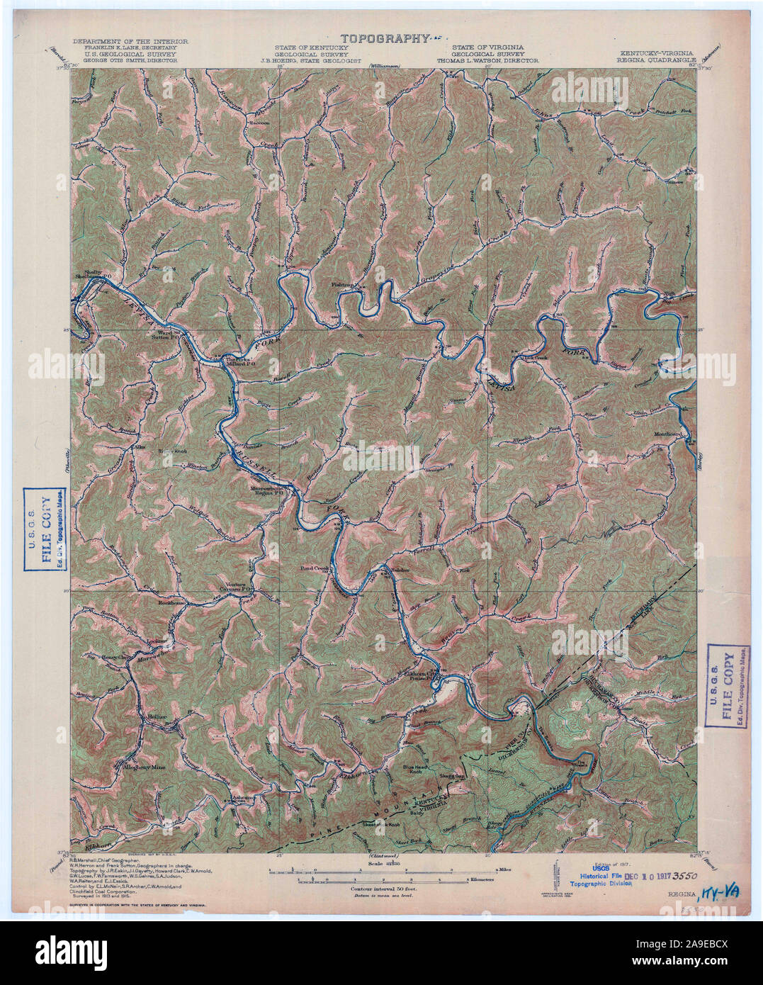 USGS TOPO Map Kentucky KY Regina 804290 1917 62500 Stock Photo - Alamy
