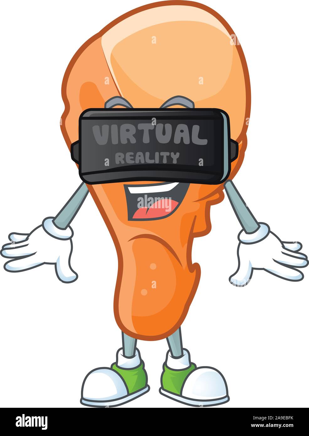 Yummy chicken thigh with virtual reality character shape Stock Vector ...