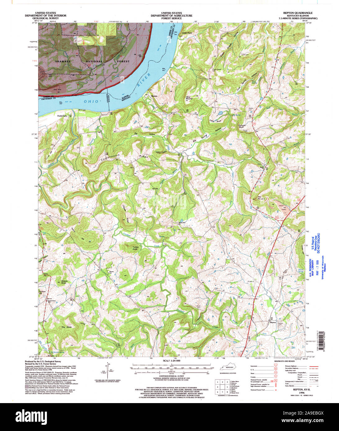 USGS TOPO Map Kentucky KY Repton 709607 1996 24000 Stock Photo - Alamy