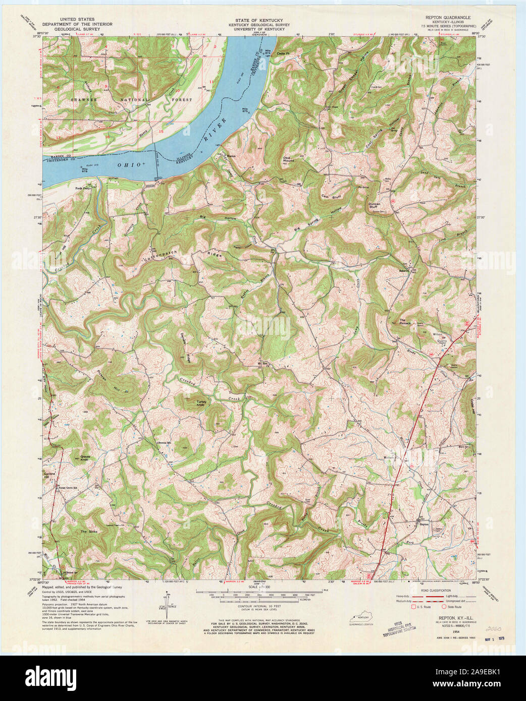 USGS TOPO Map Kentucky KY Repton 803927 1954 24000 Stock Photo - Alamy