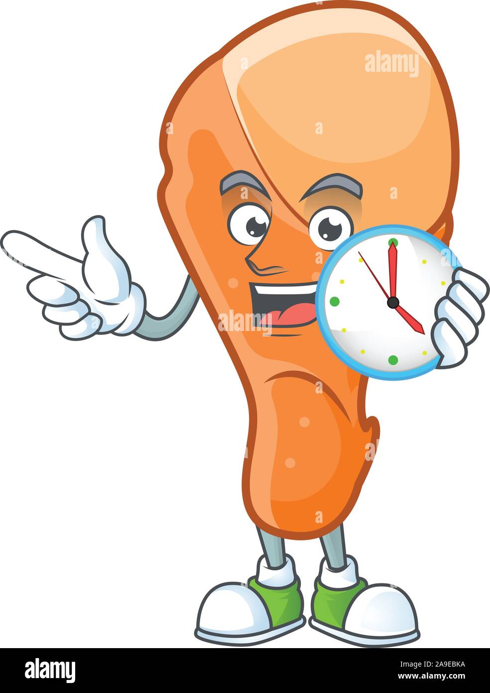 Mascot with bring clock in the chicken thigh cartoon Stock Vector Image ...