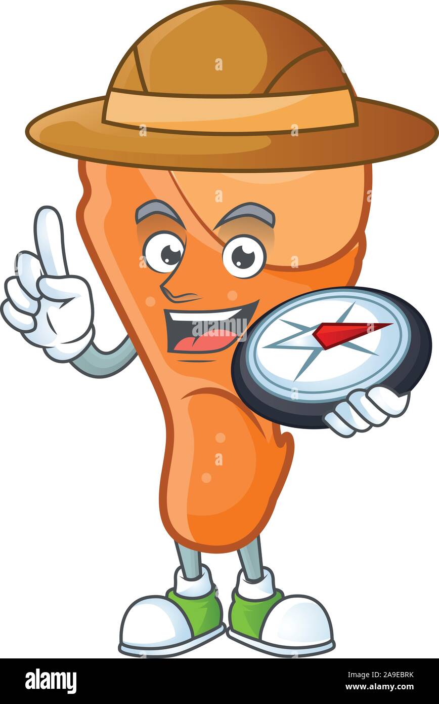 Yummy chicken thigh with holding compass character shape Stock Vector ...