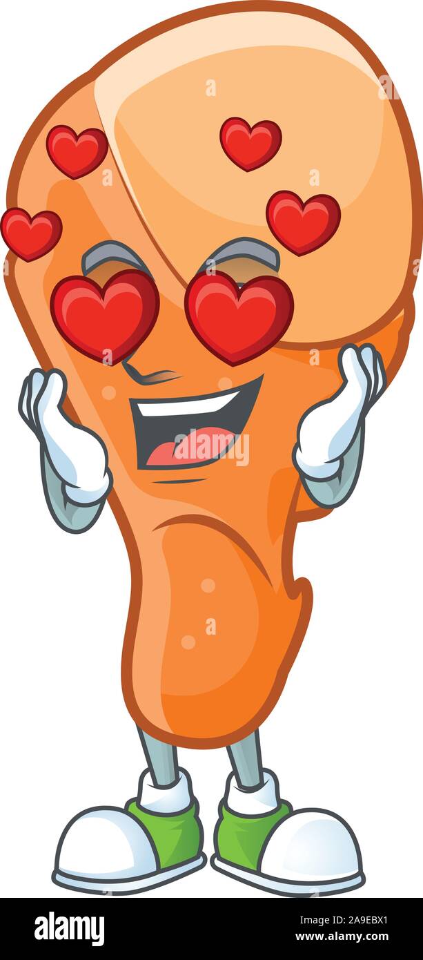 Yummy chicken thigh with in love character shape Stock Vector Image ...