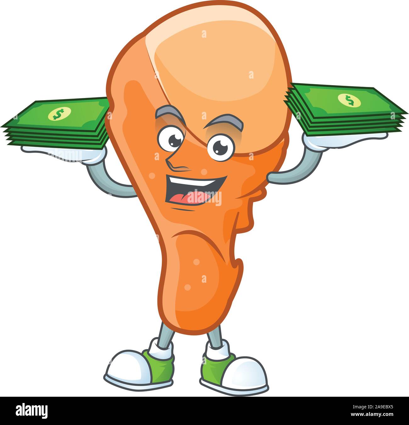 Yummy chicken thigh with holding money character shape Stock Vector ...