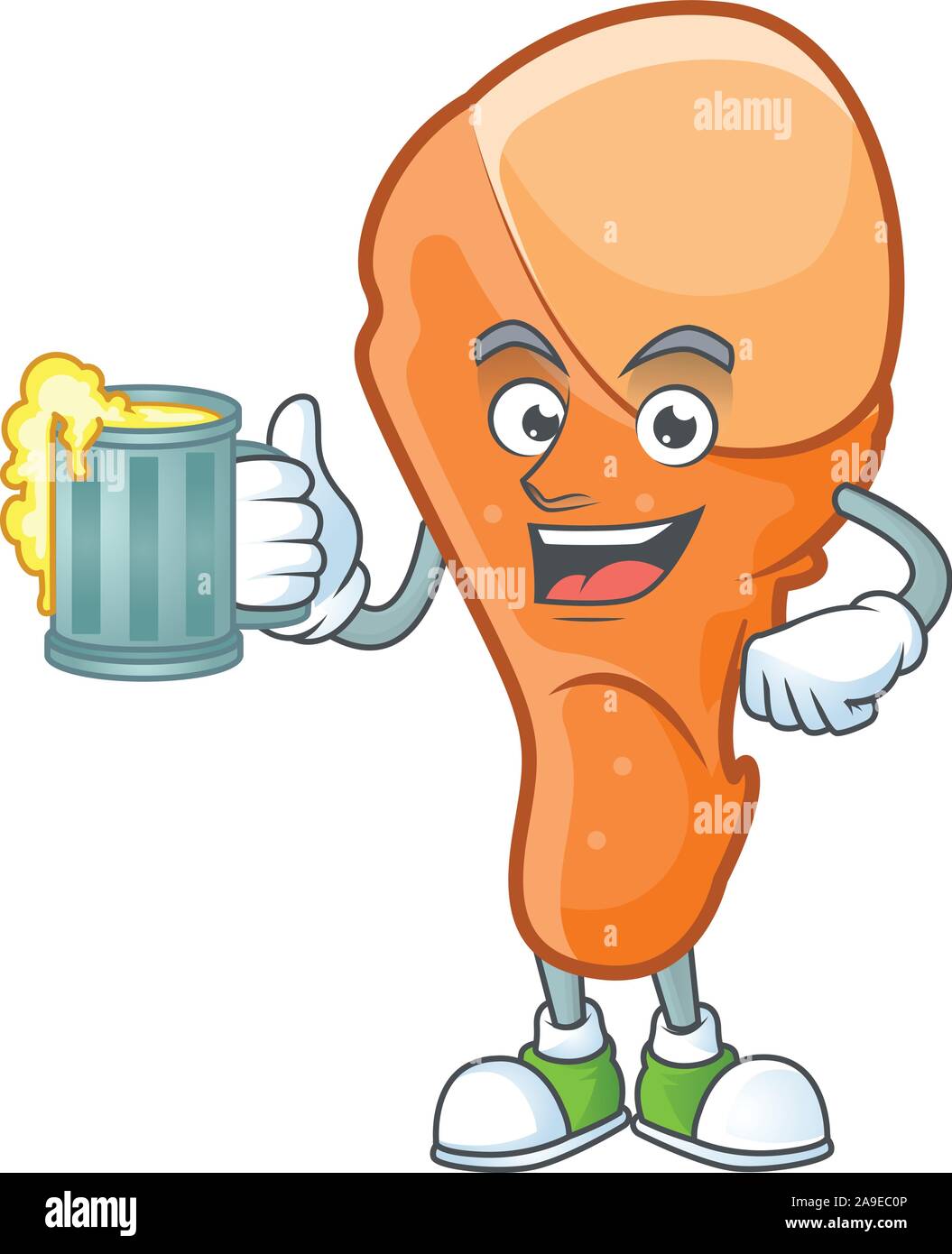 Yummy chicken thigh with holding juice character shape Stock Vector ...