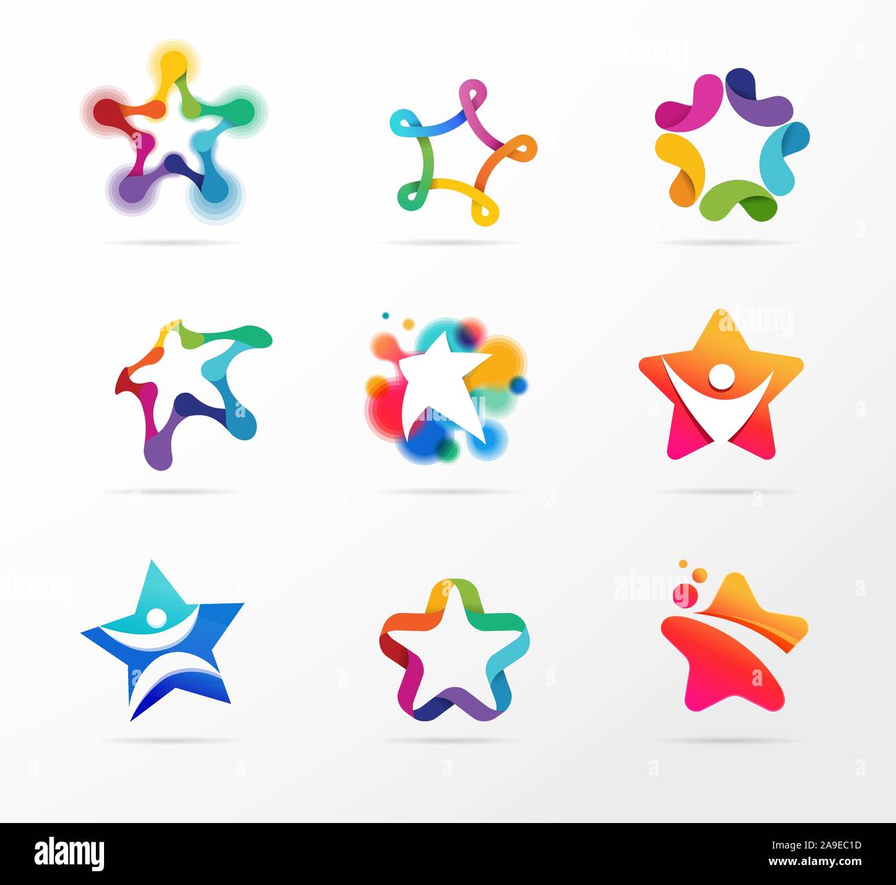 Star, fitness, sport, excellence, learning and design icons and logos ...