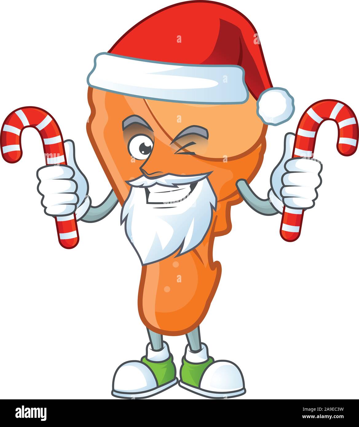 Crispy chicken thigh with mascot a santa bring candy Stock Vector Image ...