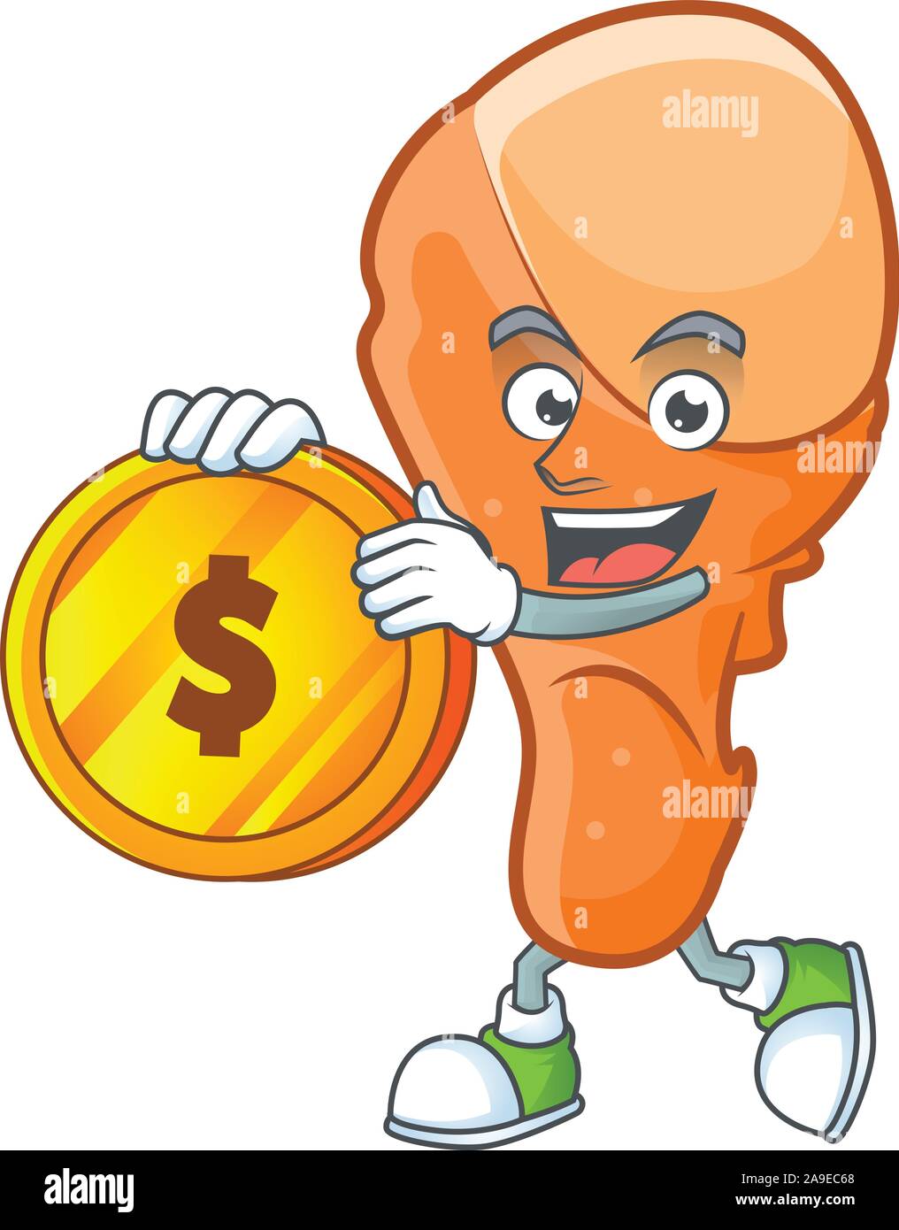 Crispy chicken thigh with mascot a bring coin Stock Vector Image & Art ...
